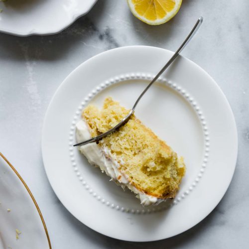 Single Layer Lemon Cake with Lemon Cream Cheese Frosting - Katiebird Bakes