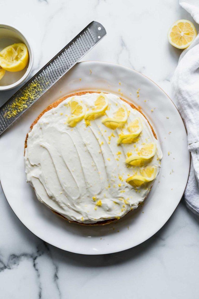 Single Layer Lemon Cake with Lemon Cream Cheese Frosting - Katiebird Bakes