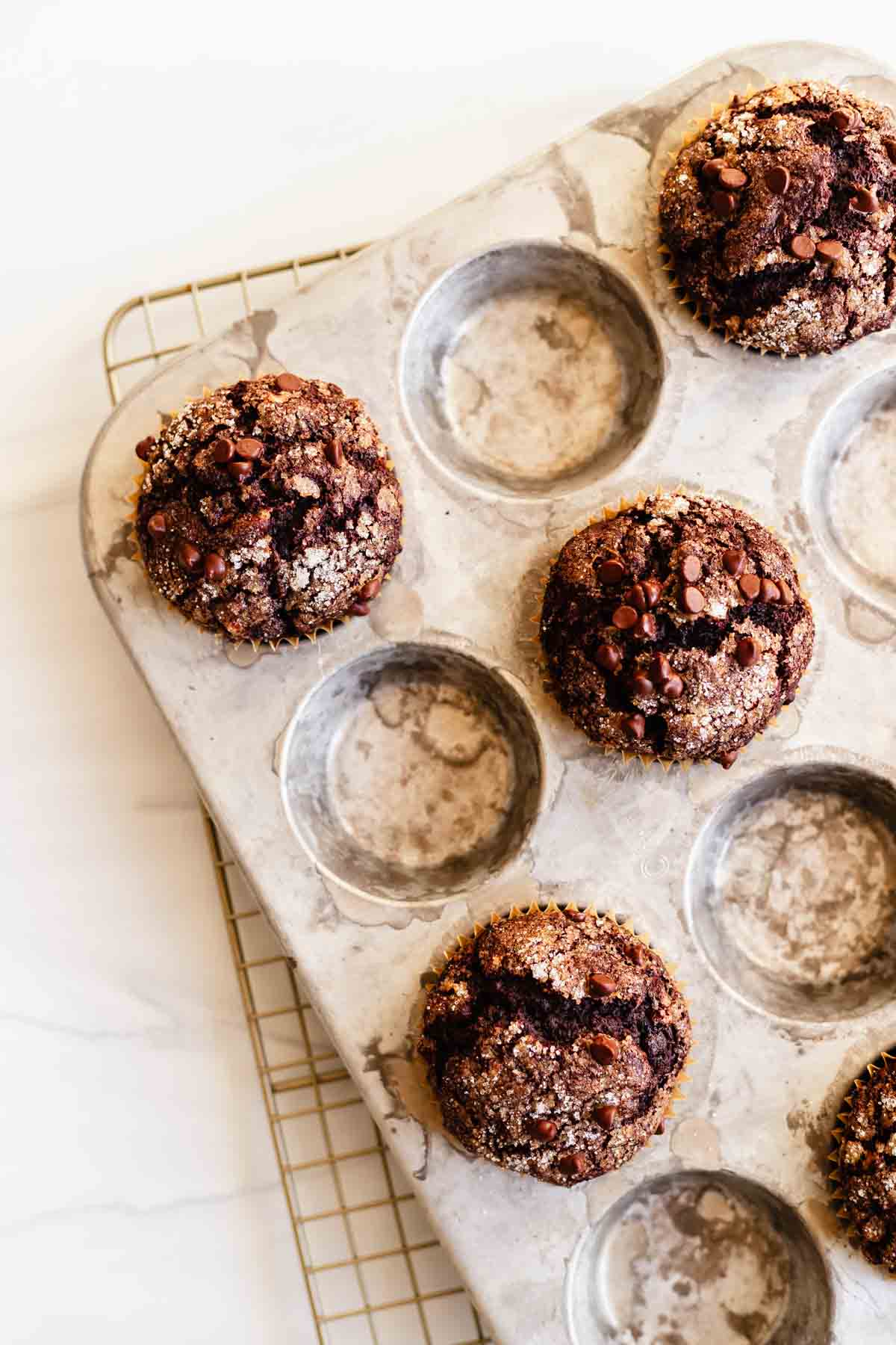 Small Batch Double Chocolate Banana Muffins - Katiebird Bakes